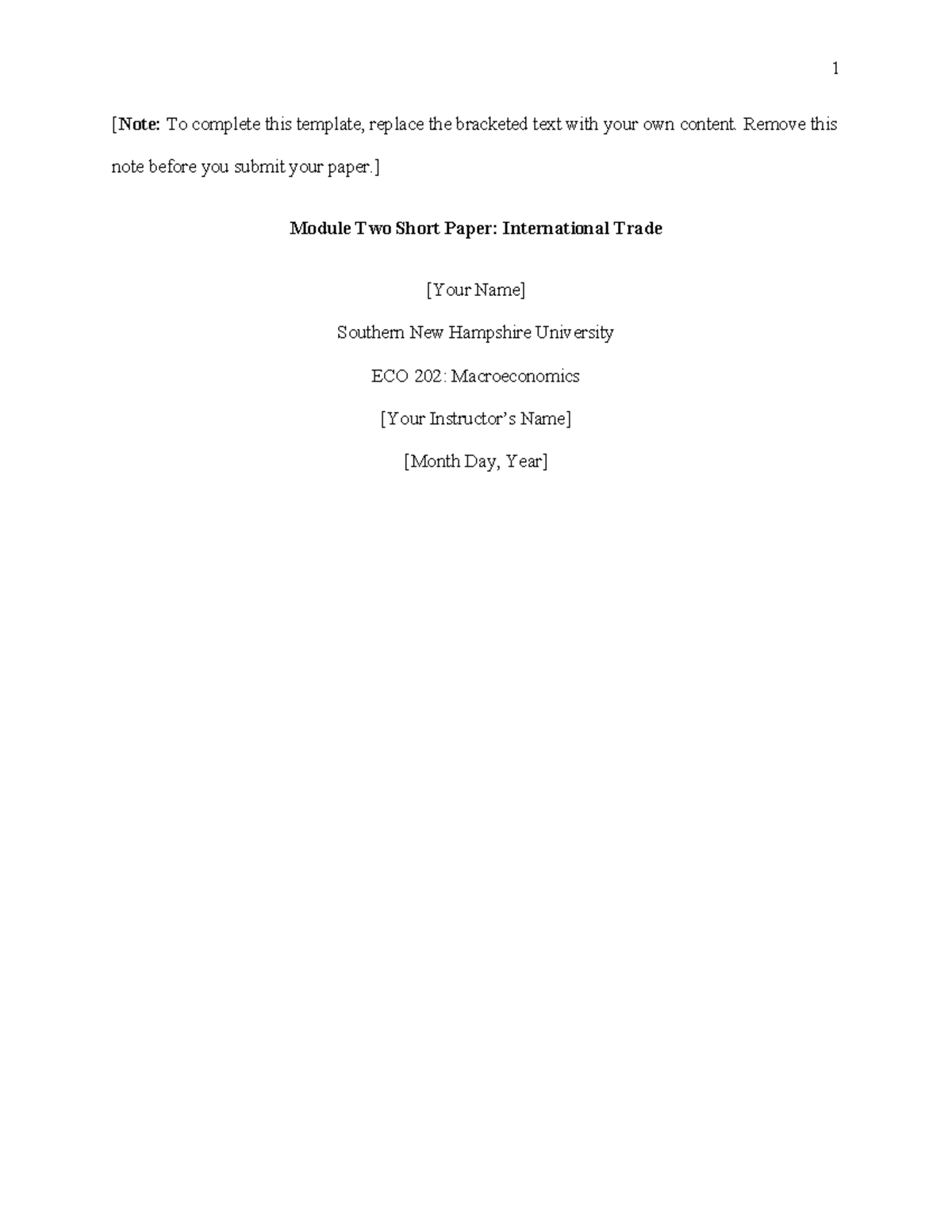 ECO 202 Module Two Short Paper: Dynamics of International Trade - Studocu