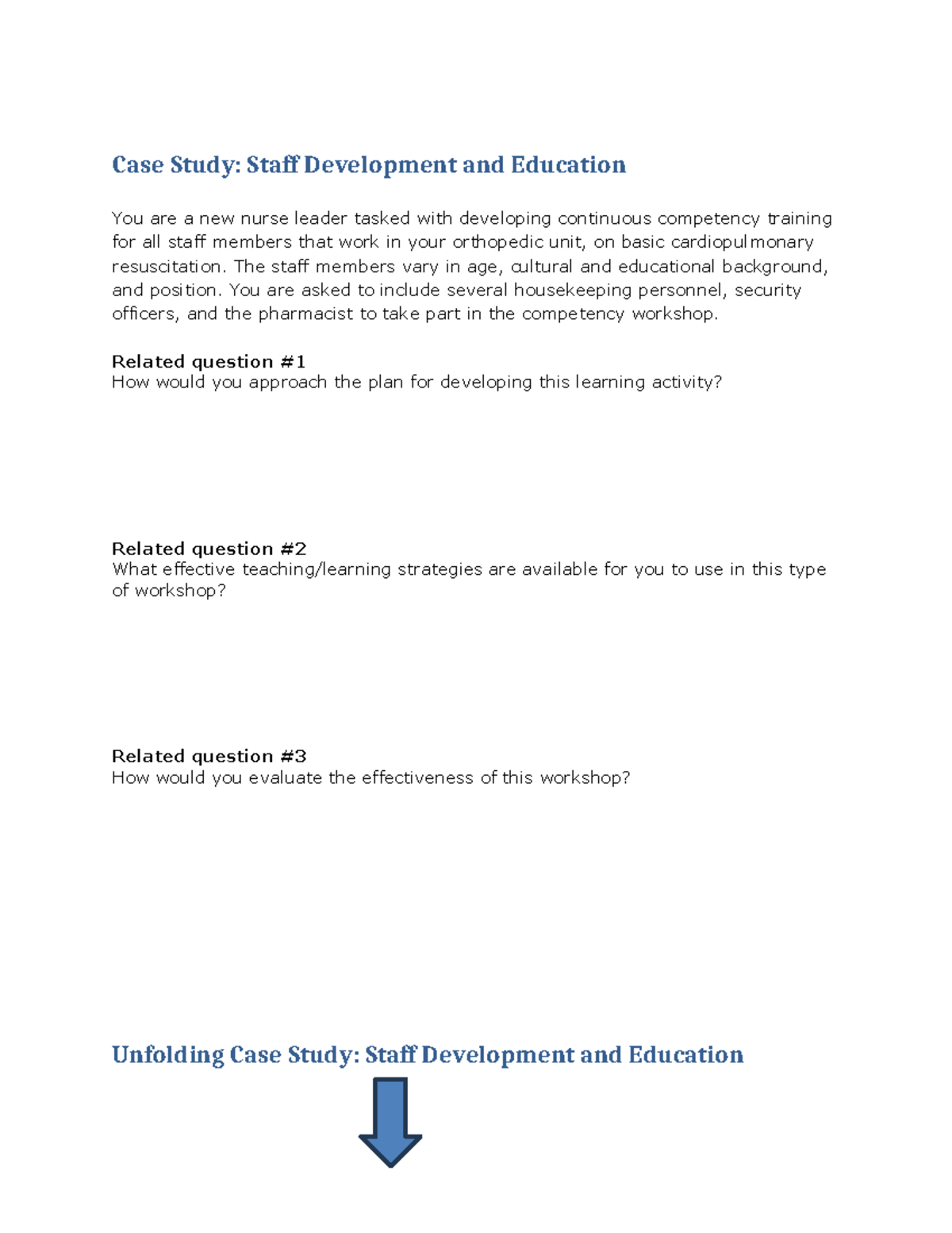 Case Study - Staff Development and Education - Case Study: Staff ...