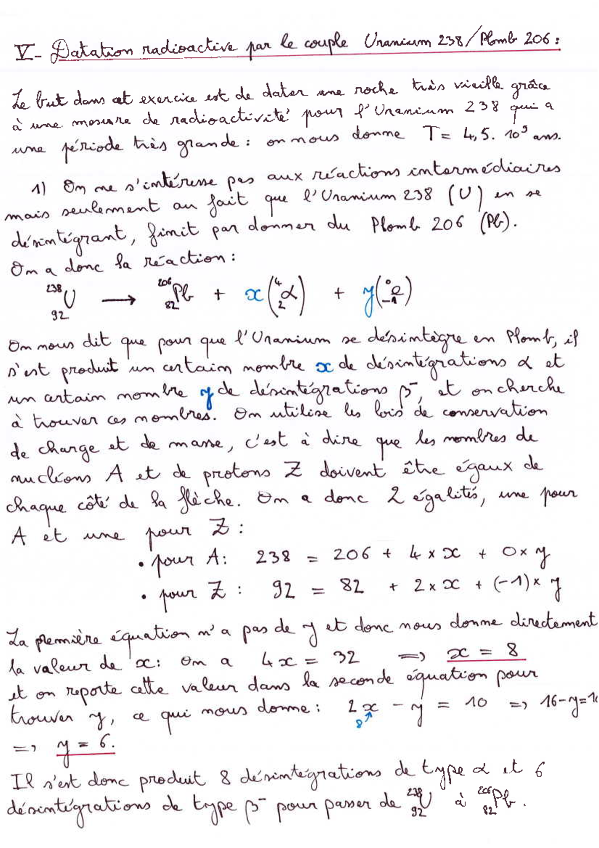 Datation Uranium-Plomb : Exercice de Dater une Roche par U-238 - Studocu