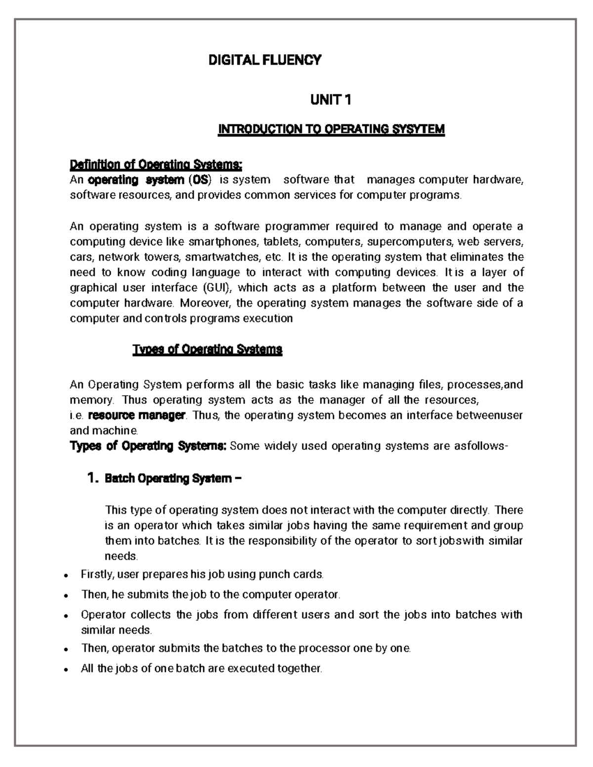 Module-1: Intro to Operating Systems - Lecture Notes - Studocu