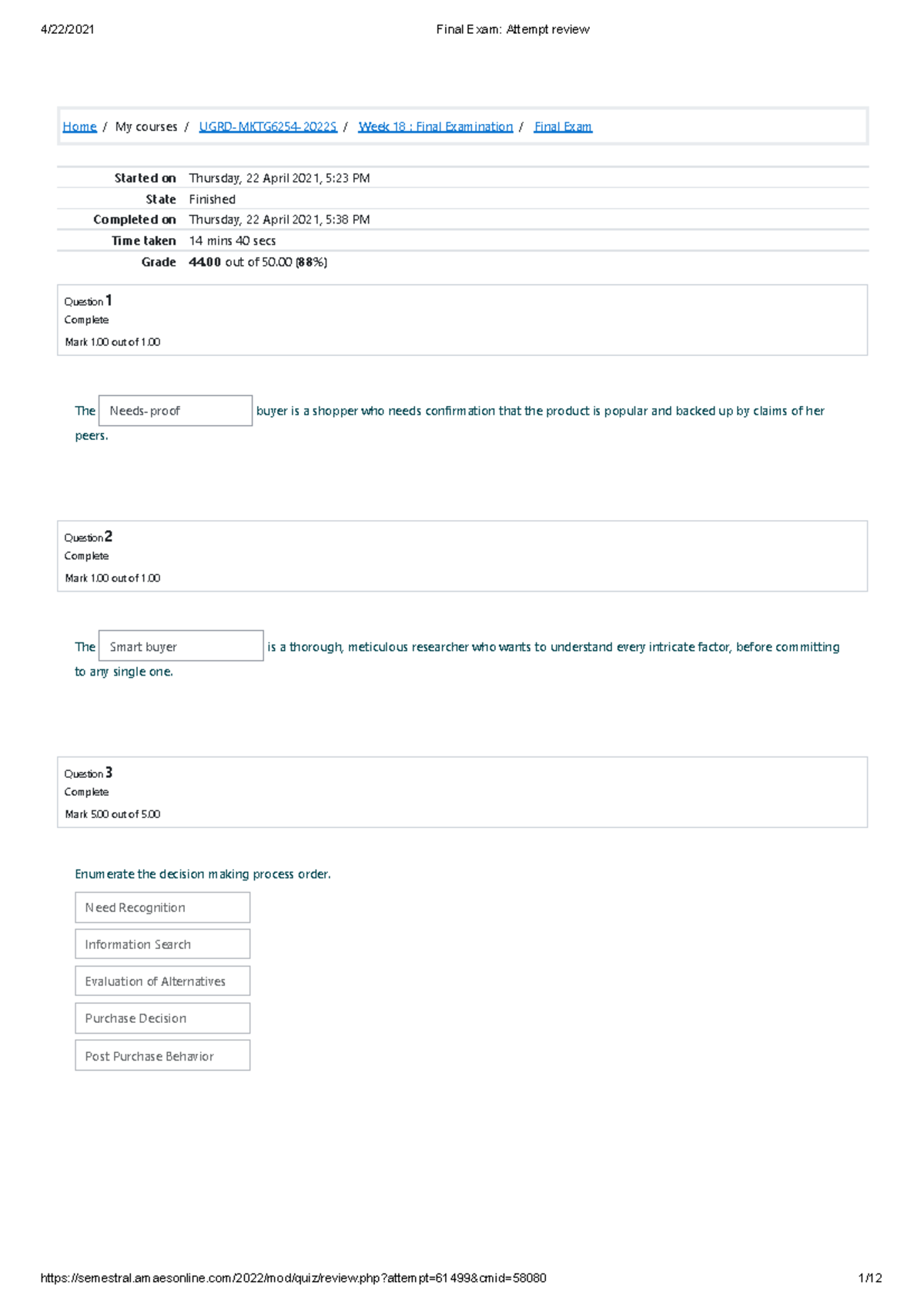 Final Exam Review - UGRD-MKTG6254-2022S Insights & Q&A Analysis - Studocu