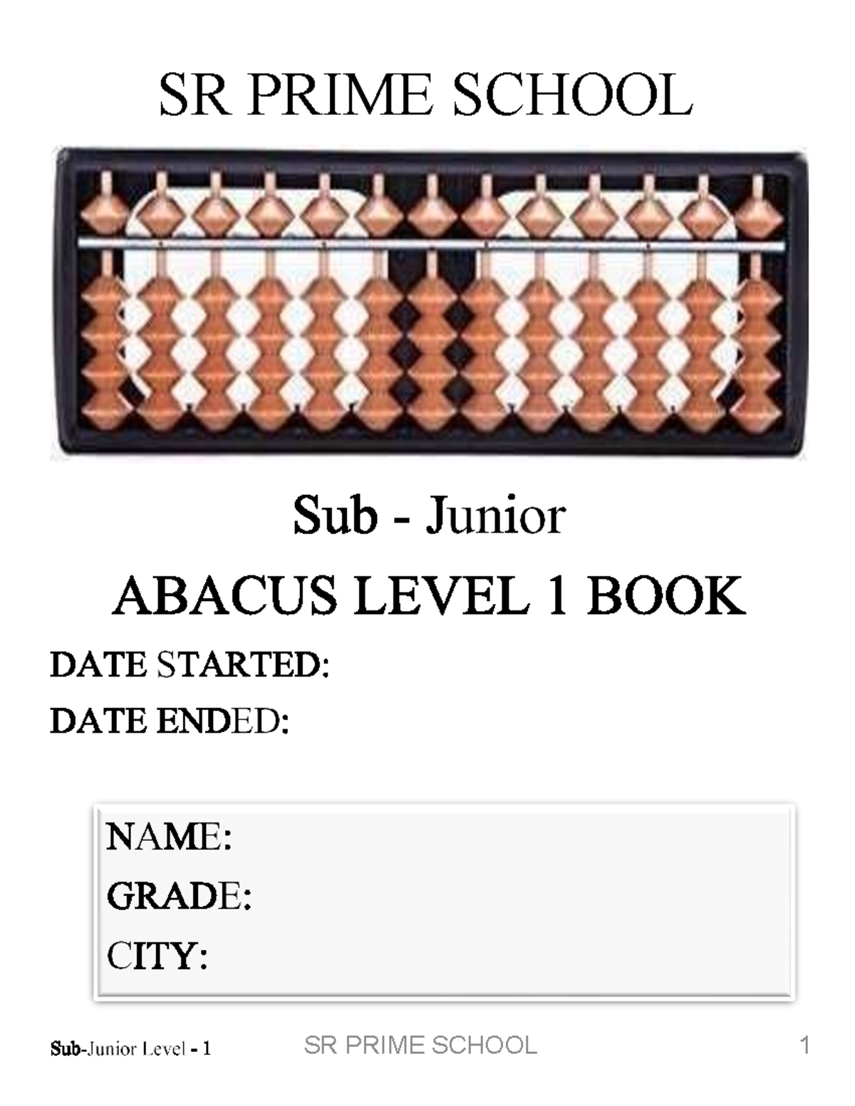 SR PRIME SCHOOL Level 1 Math Activities and Concepts - Studocu