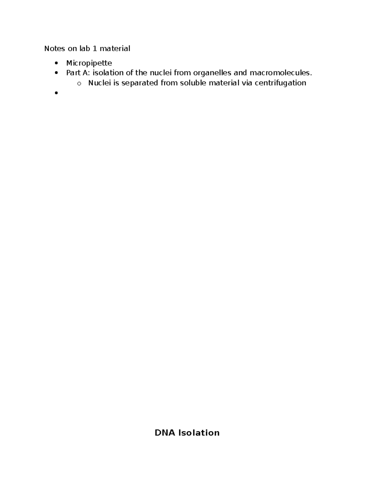 Lab 1: Micropipette Techniques for Nuclei & DNA Isolation - Studocu