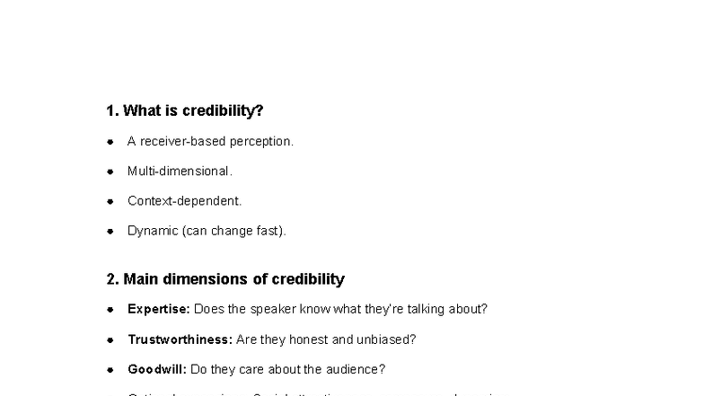 CH 3 - Understanding Credibility and Its Impact on Persuasion - Studocu