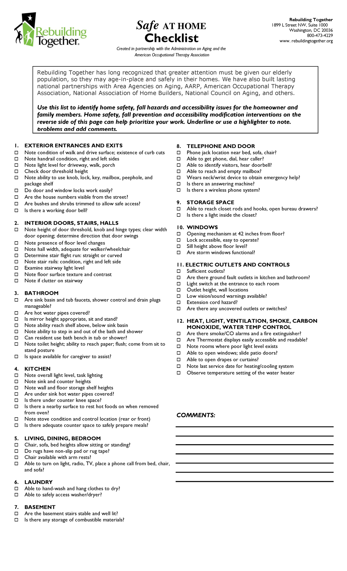 RT - Safe at Home Checklist for Elderly Safety and Accessibility - Studocu