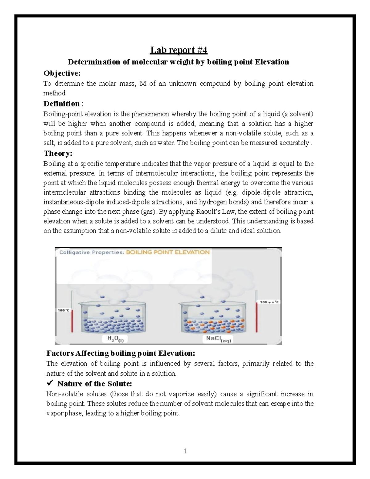 Lab Report: Determination of Molecular Weight via Boiling Point ...