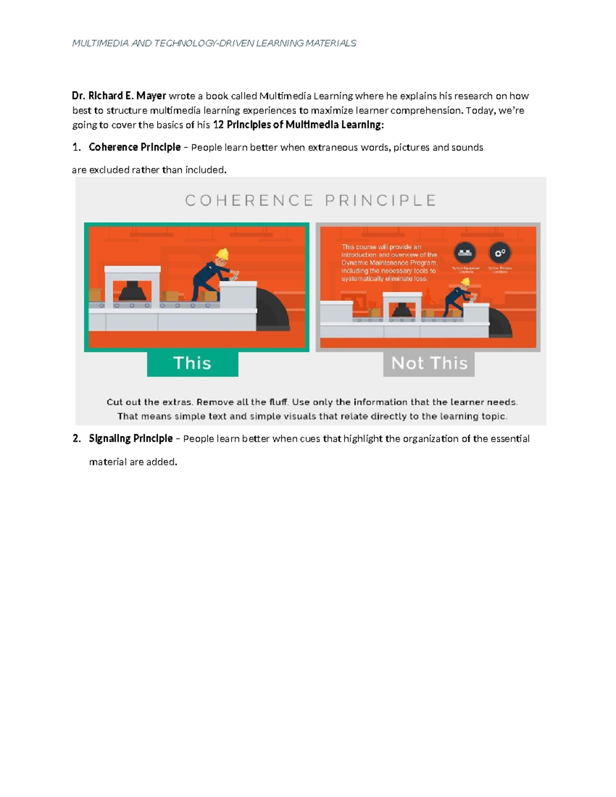 Mayer's 12 Principles of Multimedia Learning Explained - Studocu