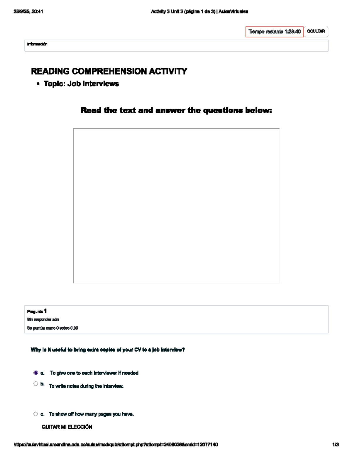 20:41 Activity 3 Unit 3: Job Interview Reading Comprehension - Studocu