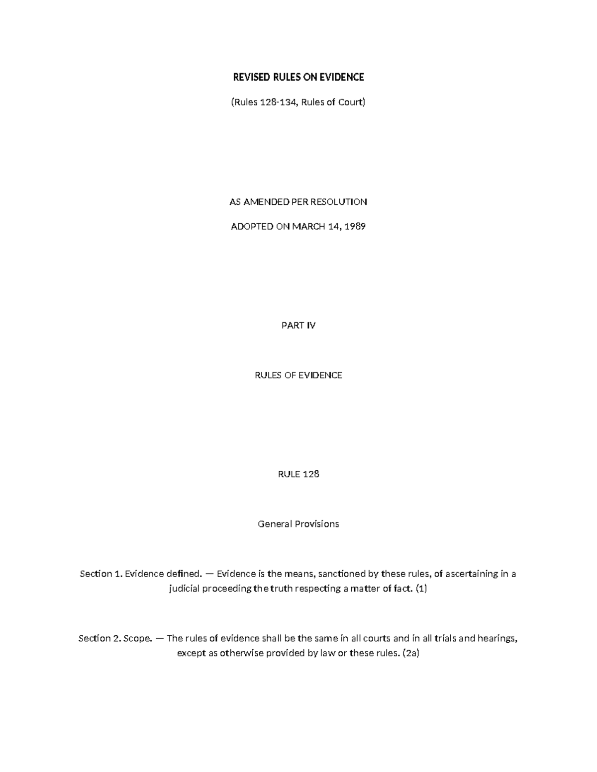 REVISED RULES ON EVIDENCE (Rules of Court) - Criminal Evidence Overview ...