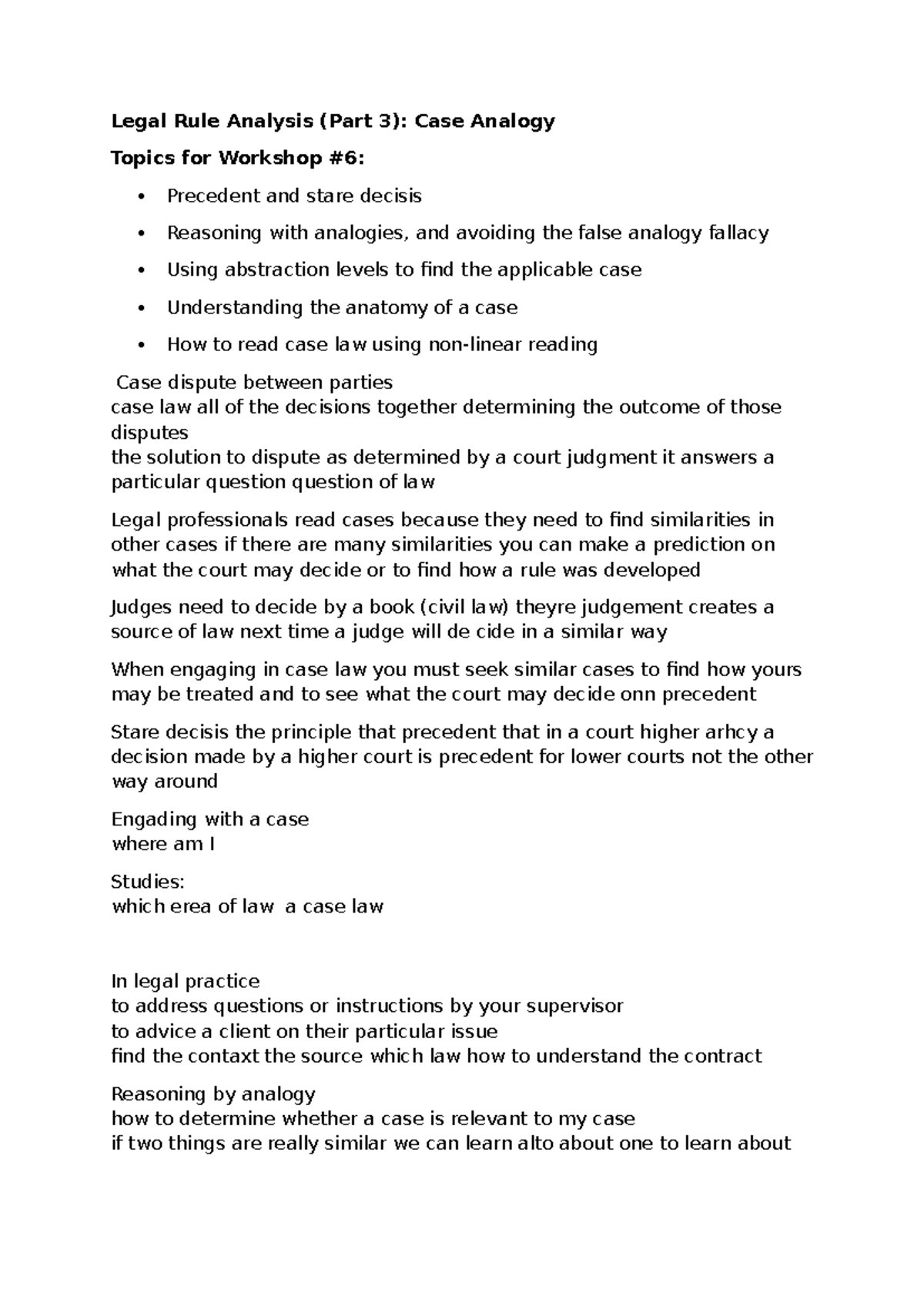 Legal Rule Analysis (Part 3): Case Analogy for MUN Workshop - Studocu