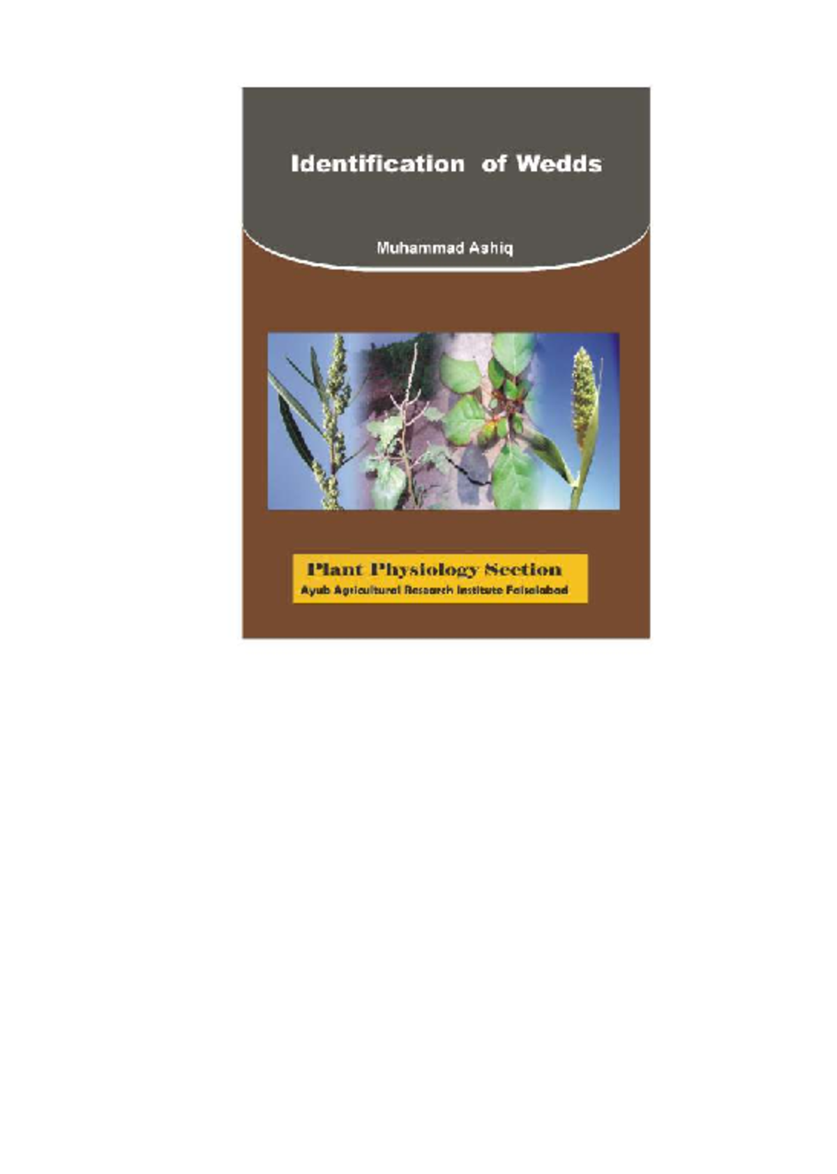 Identification of Weeds and Bioassay of Weedicides (AGR 2012) - Studocu