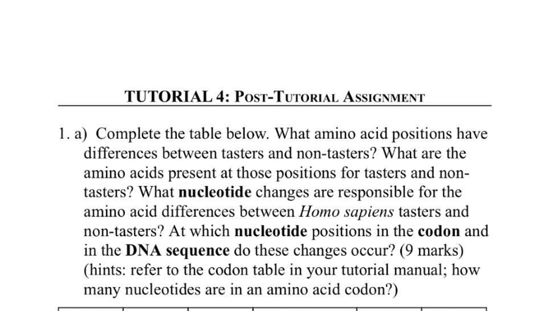 Bio4 - Tutorial 4: Assignment 1 on Amino Acid Differences - Studocu