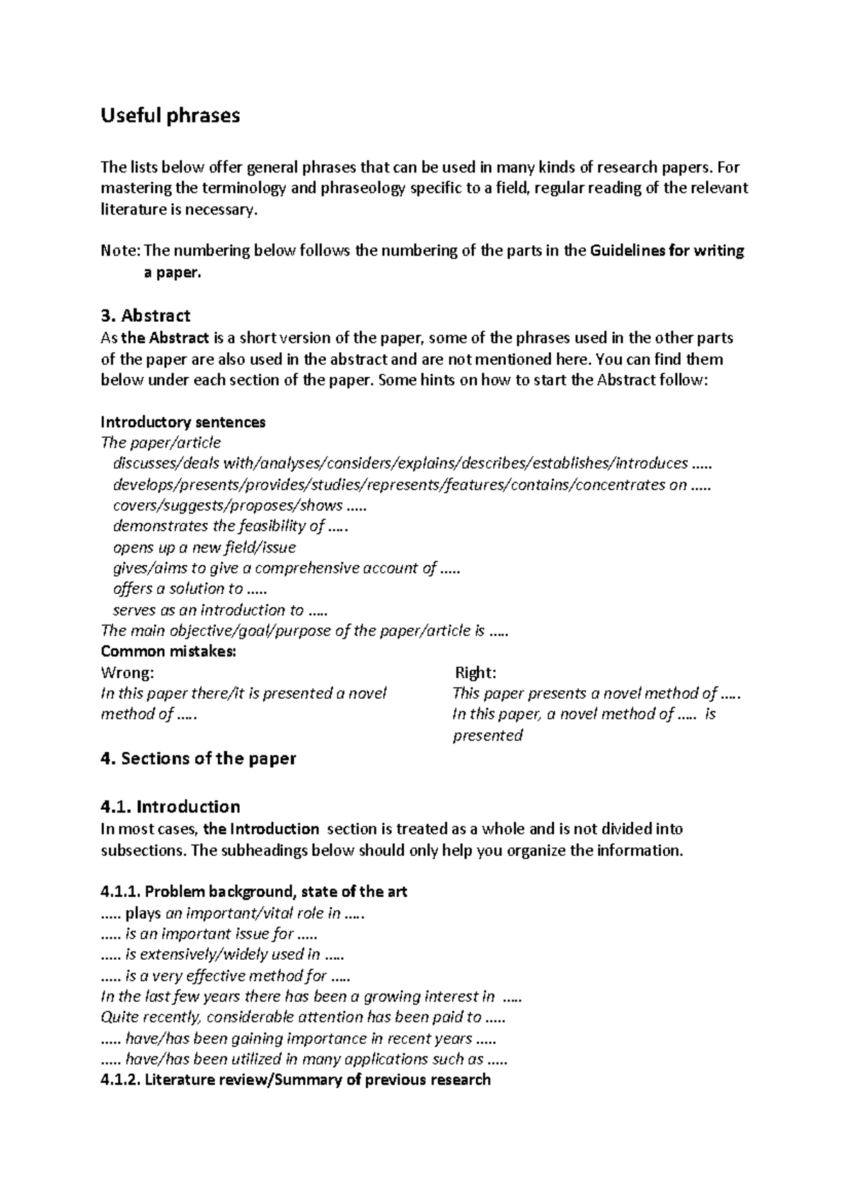 Research Paper: Essential Phrases and Structure Guidelines - Studocu
