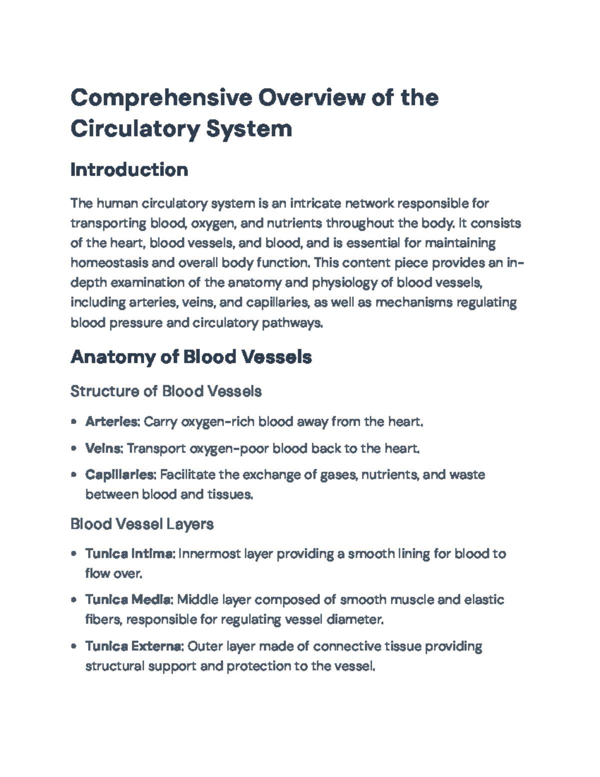 Comprehensive Overview of the Circulatory System - Anatomy & Physiology ...