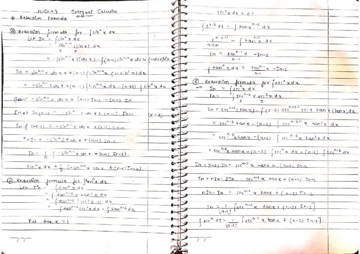 UNIT-04 Integral Calculus Reduction Formulas and Area Calculations ...
