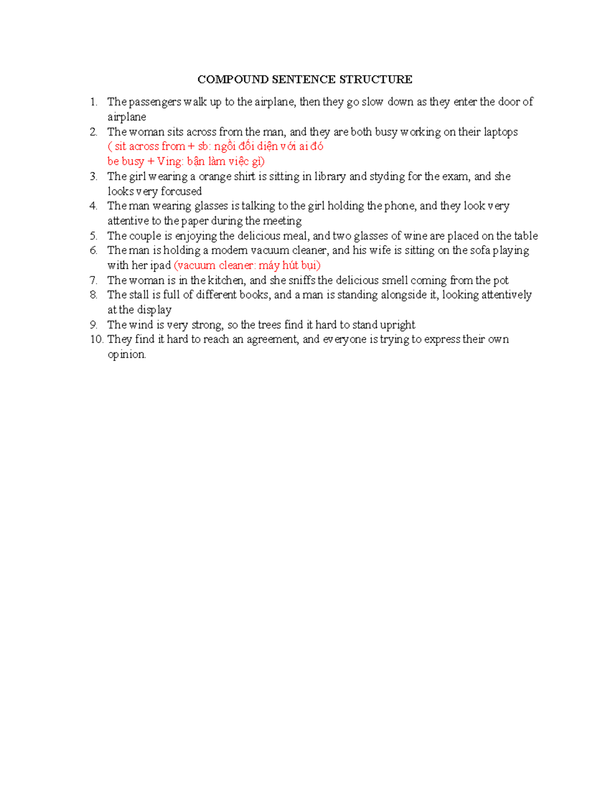 Compound Sentence Structure - Day 4 Notes - Studocu