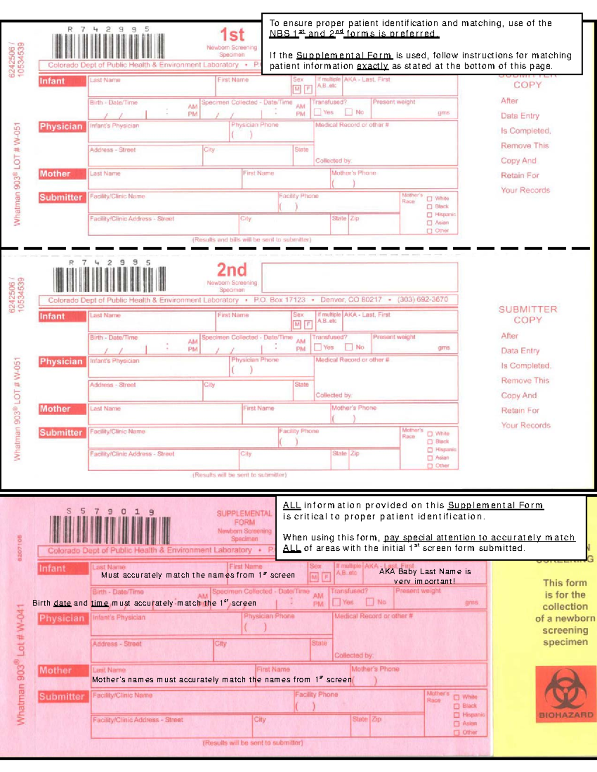 Complete newborn screening card example - To ensure proper patient ...