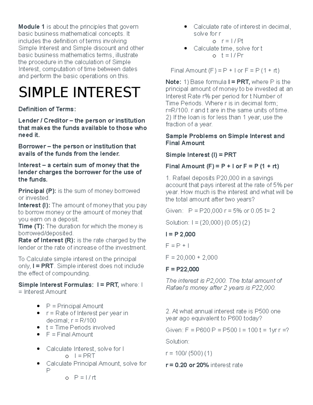 Bus Fin - Info about Business Finance - Module 1 is about the ...