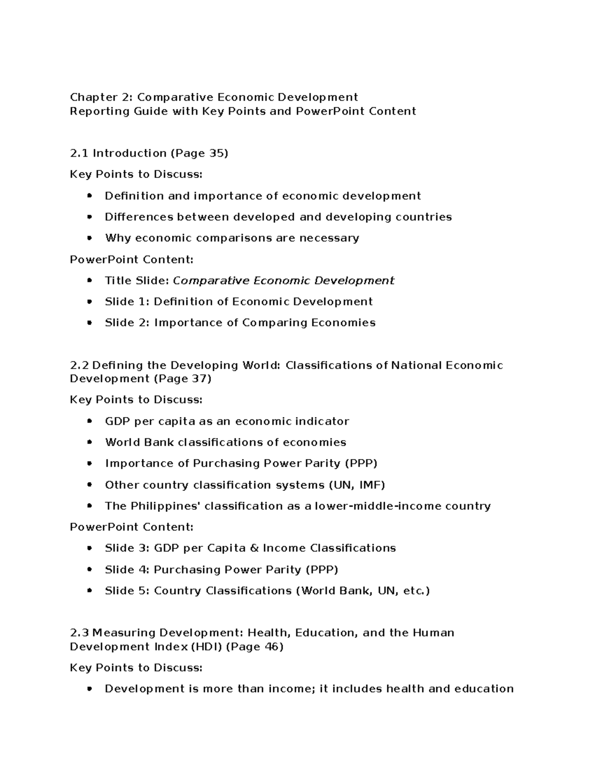 Comparative Economic Development: Key Concepts and Discussion Points ...