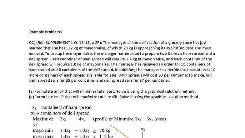 COMM225 Example Problems: LP Models for Cost & Profit Optimization ...