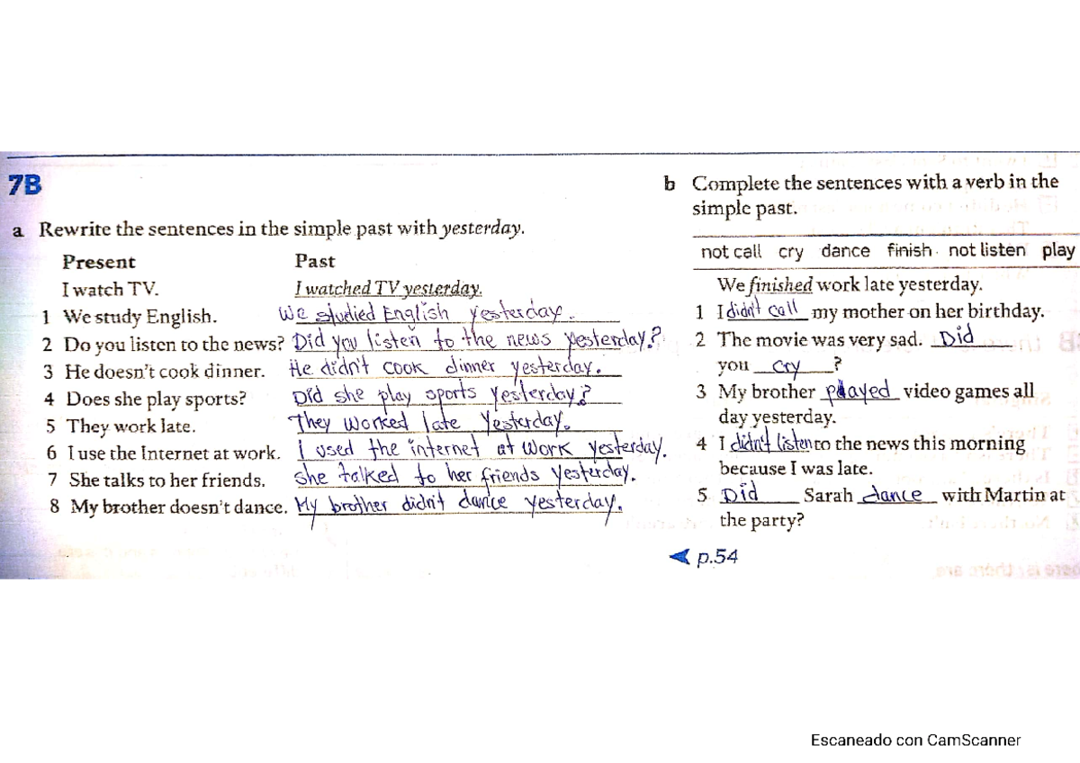 Grammar BANK 7B - Examen Final: Simple Past Exercises - Studocu