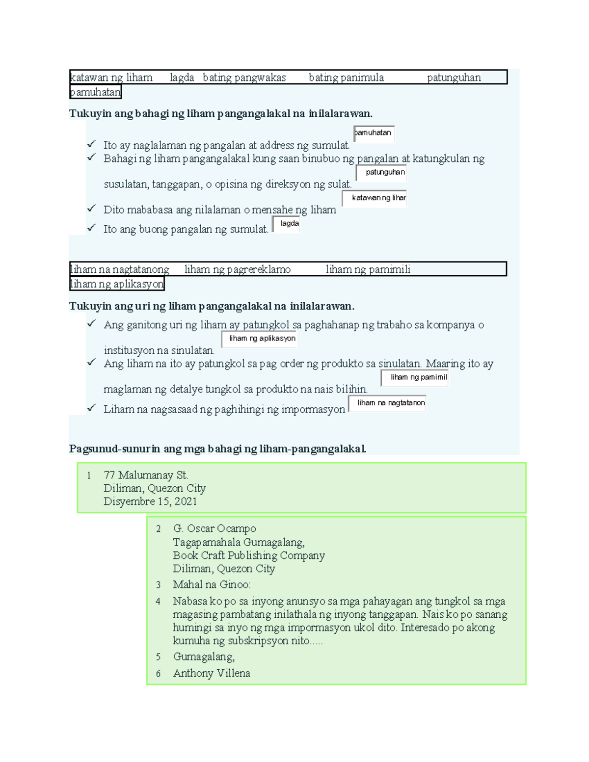Filipino-reviewer - katawan ng liham lagda bating pangwakas bating ...