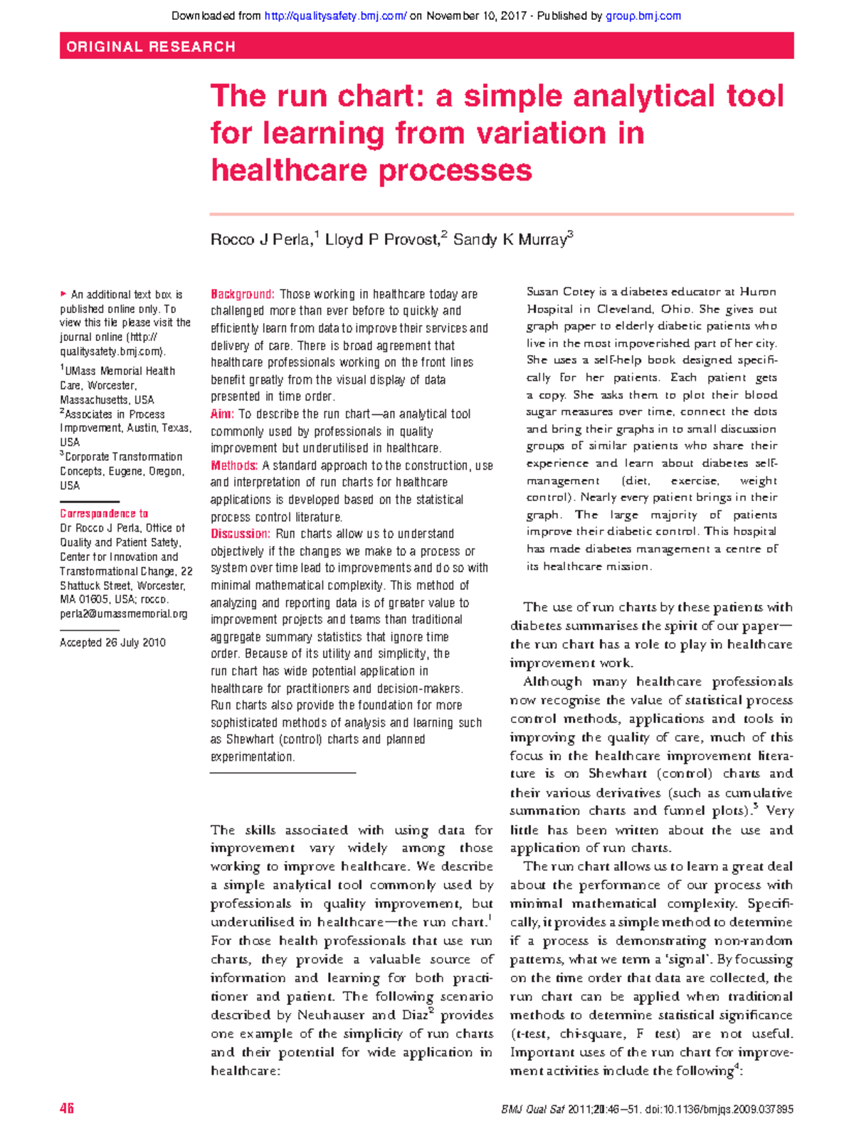 Run Chart Analysis in Healthcare: A Tool for Variation Learning - Studocu
