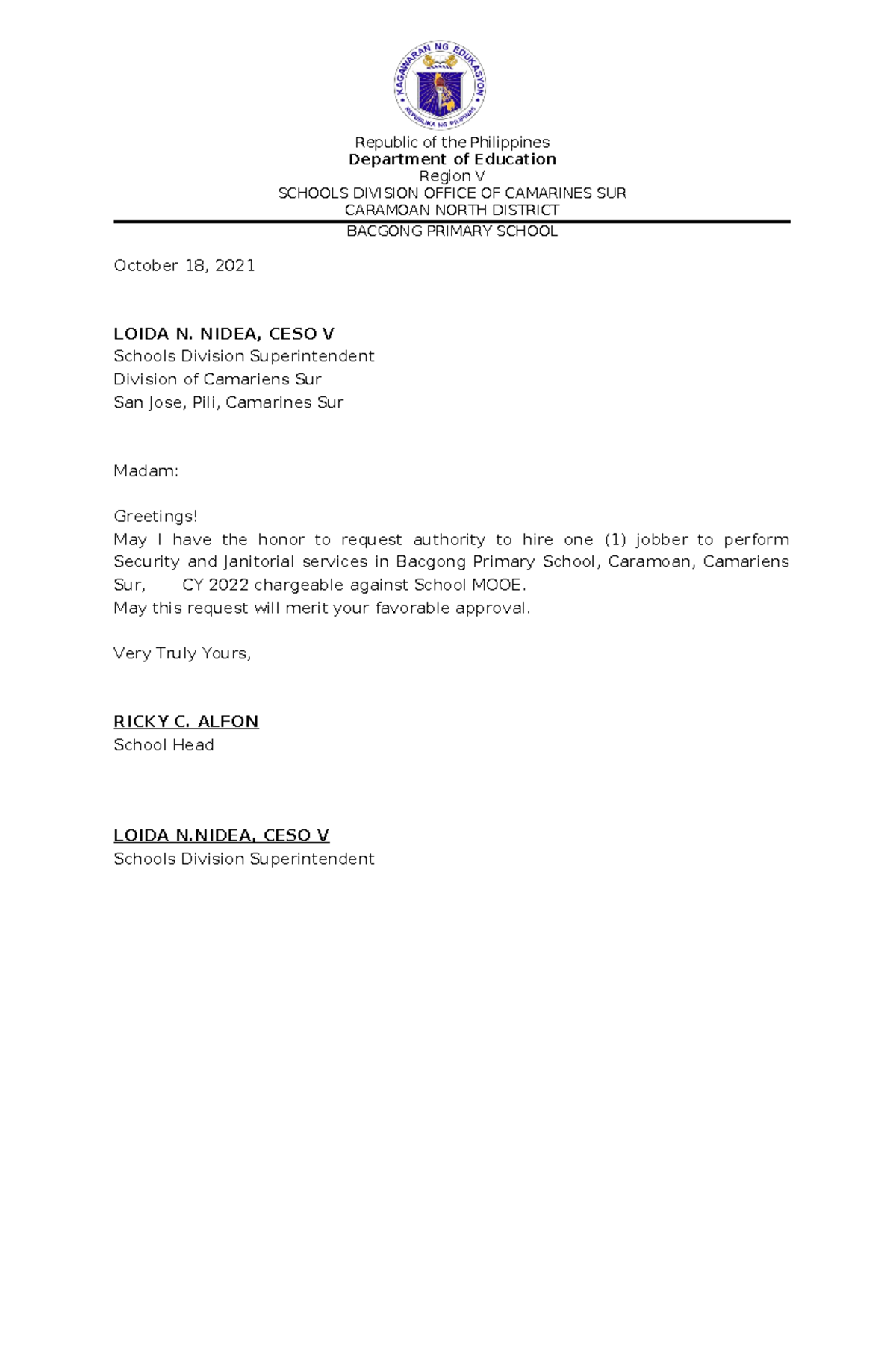JOB Order 2 - EDUCATION - Republic of the Philippines Department of ...