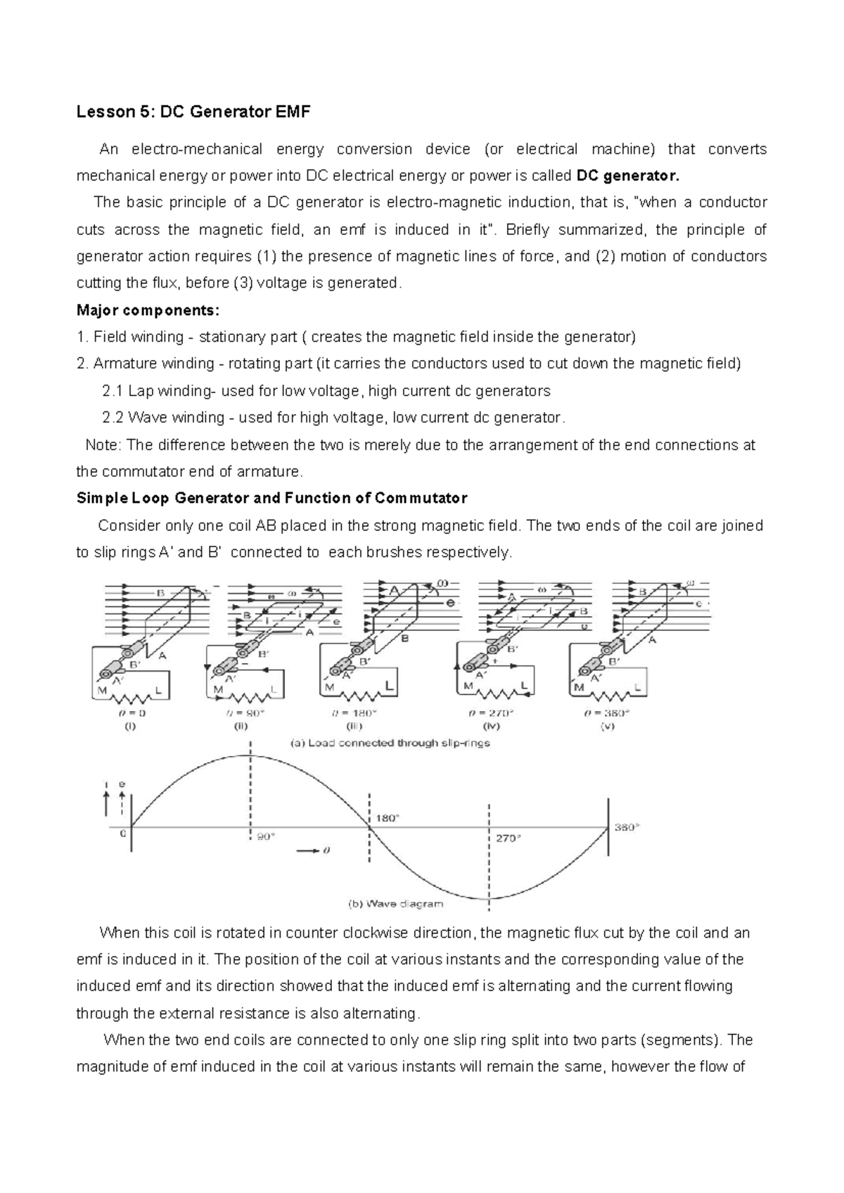 Lesson 5: Understanding DC Generator EMF Principles and Components ...