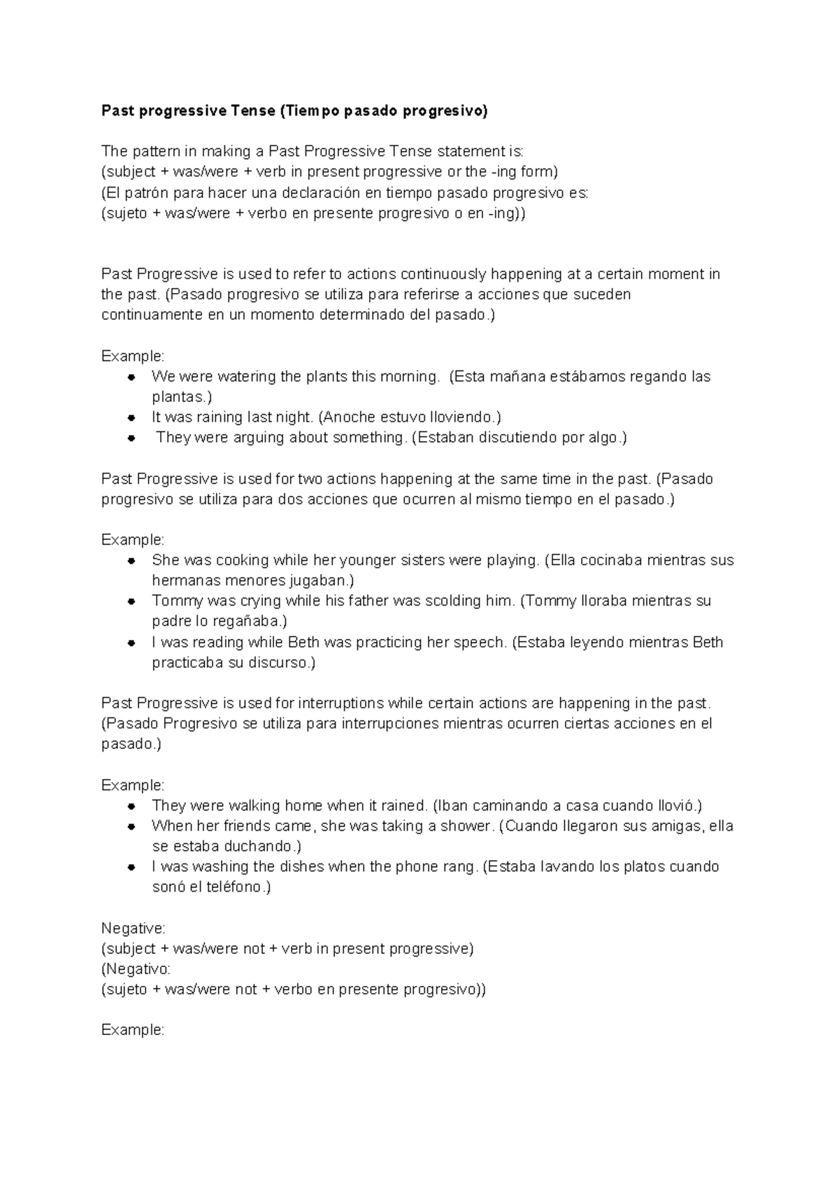 2.5 Past Progressive Tense: Structure and Usage in Context - Studocu