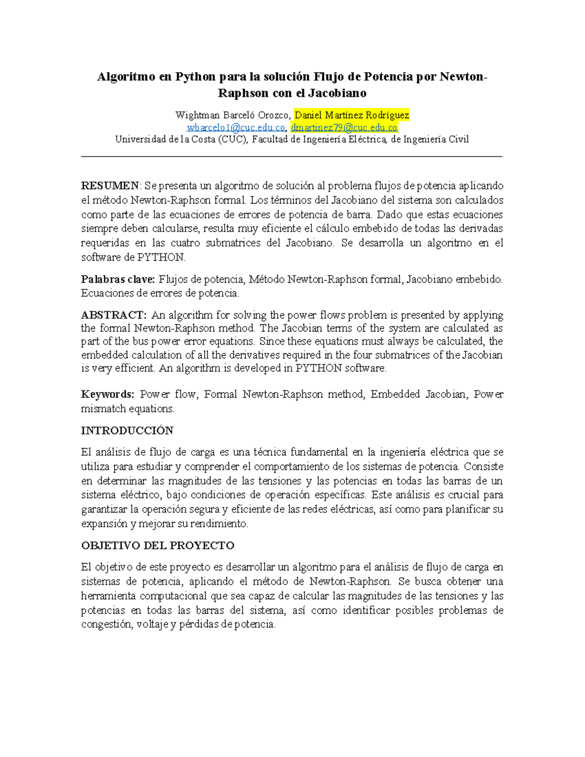 Algoritmo Python para Flujo de Carga con Método Newton-Raphson - Studocu