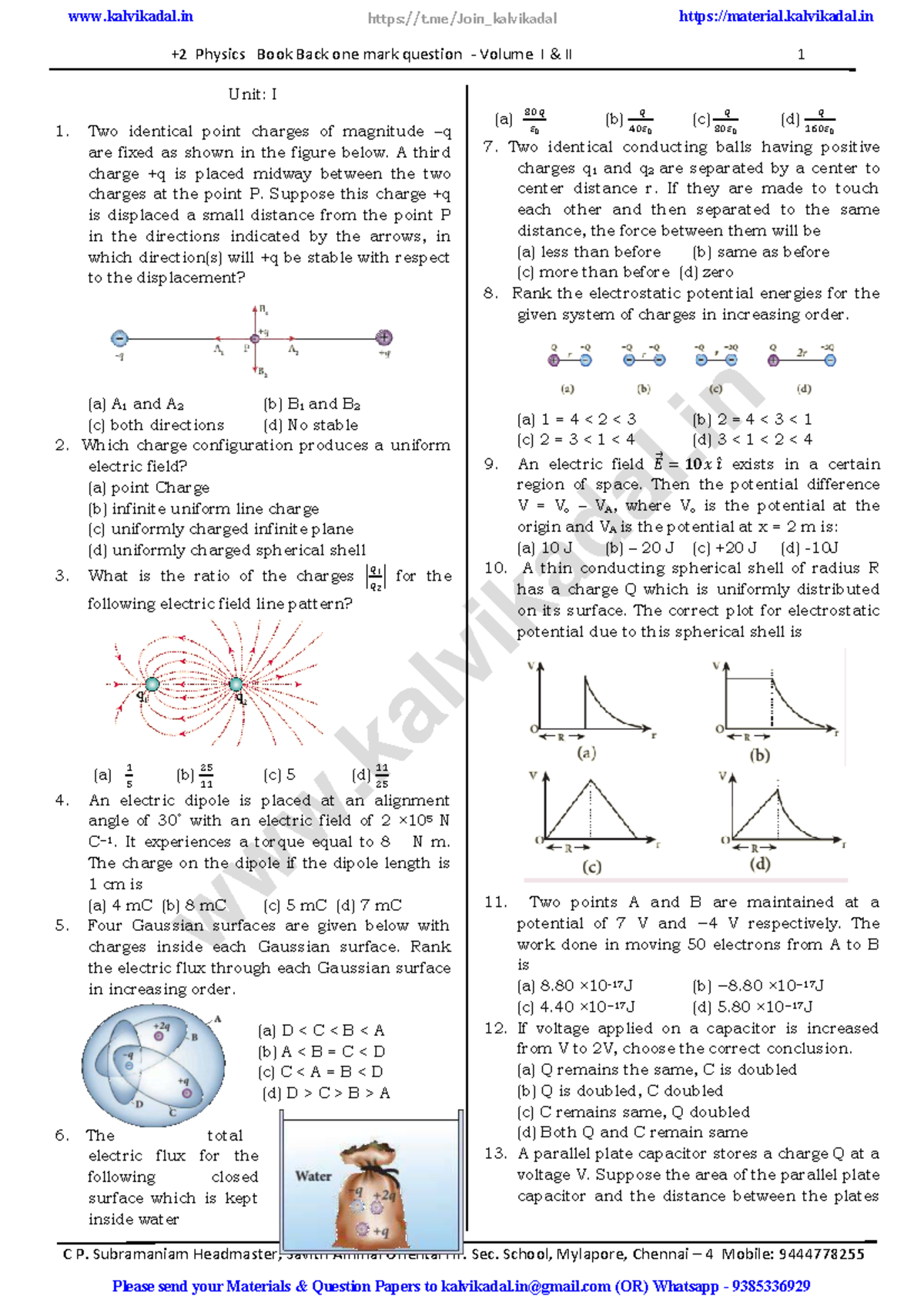 Physics Book Back One Mark Questions (EM) - Volume I & II - Studocu