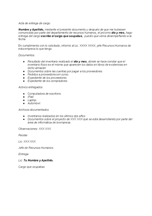 ACTA DE Entrega Carnet - EMPRESA NIT ACTA DE ENTREGA La suscrita jefa ...