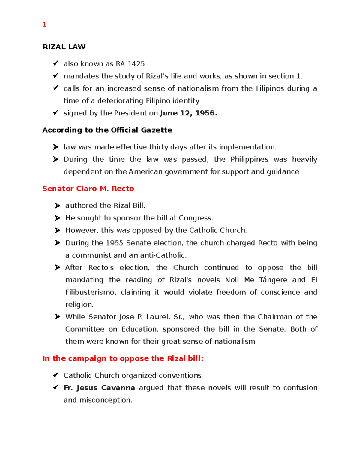 Advantages of the Rizal Law (RA 1425) in Filipino Education - Studocu