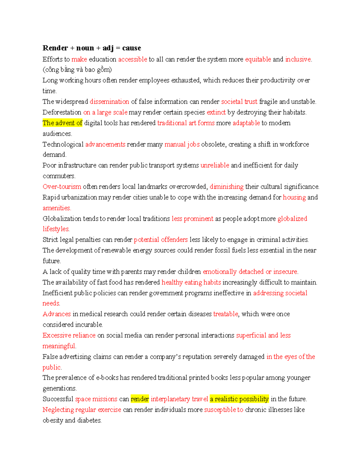 Render + However: Examining Cause and Effect in Various Contexts - Studocu