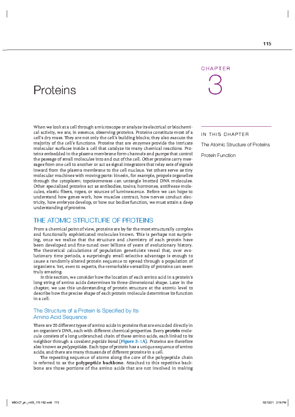 Chapter 3: Proteins - Structure and Function (MBoC7) - Studocu