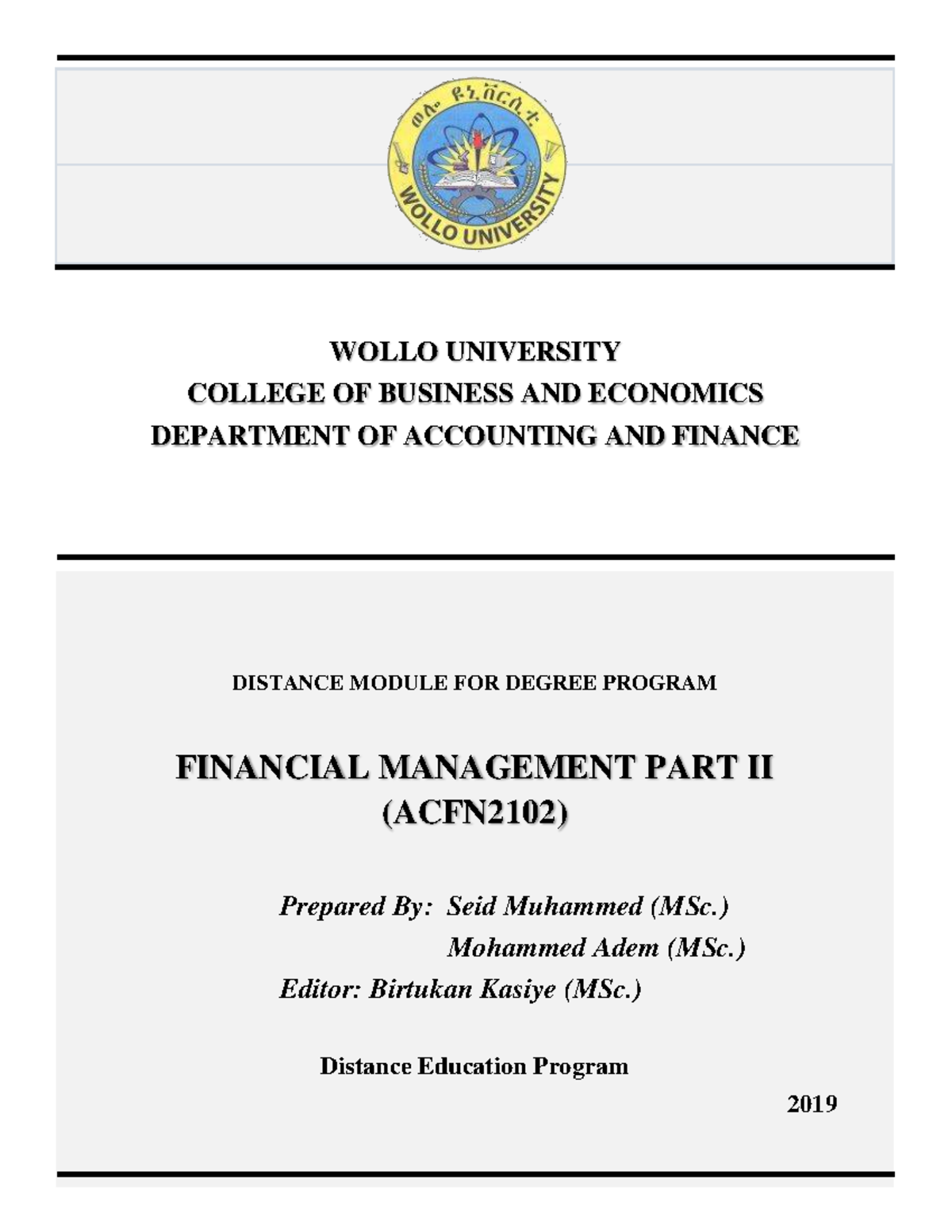 Financial management II (ACFN2102) - Chapter 1: Dividend policy and ...