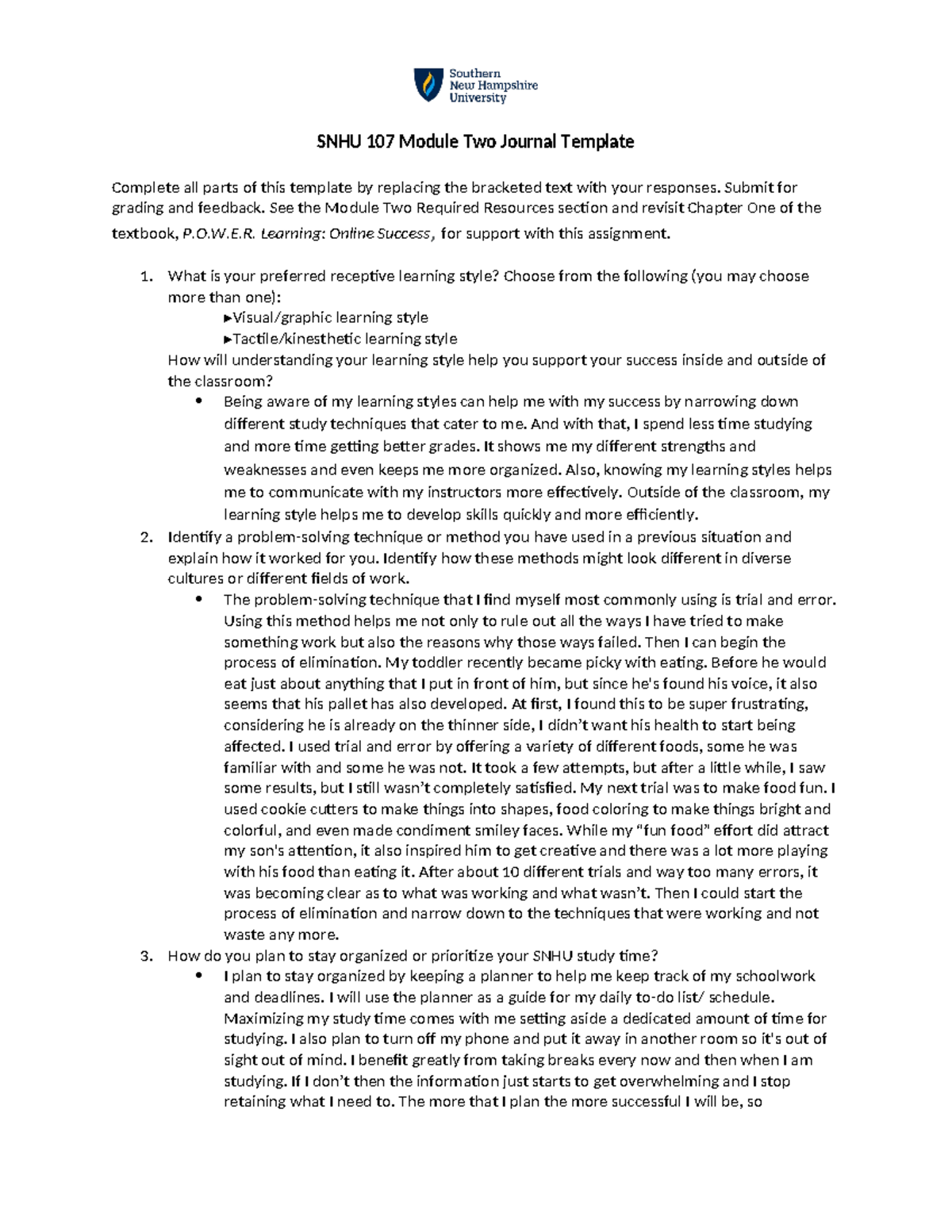 SNHU 107 Module Two Journal Template Submission Guide - Studocu
