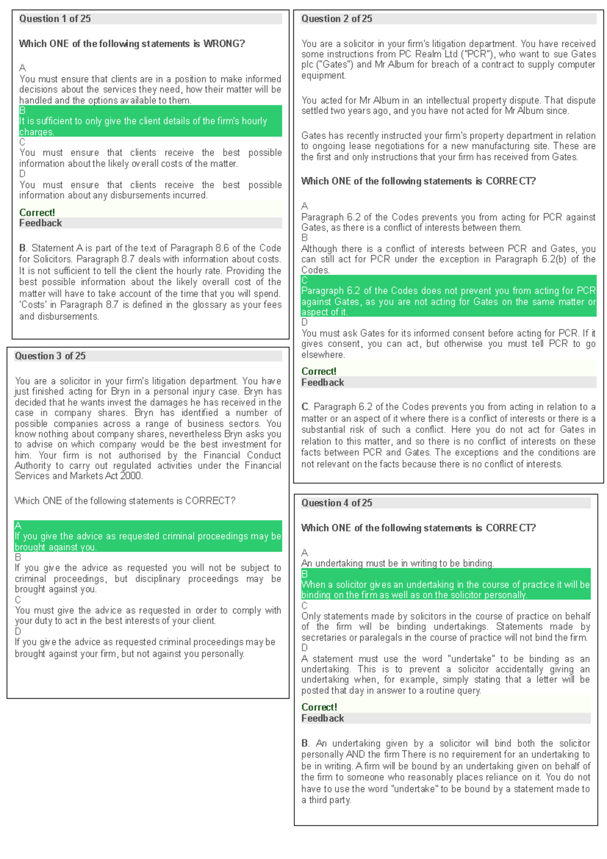 PCR MCQ 2 - Professional conduct regulation practice multiple choice ...