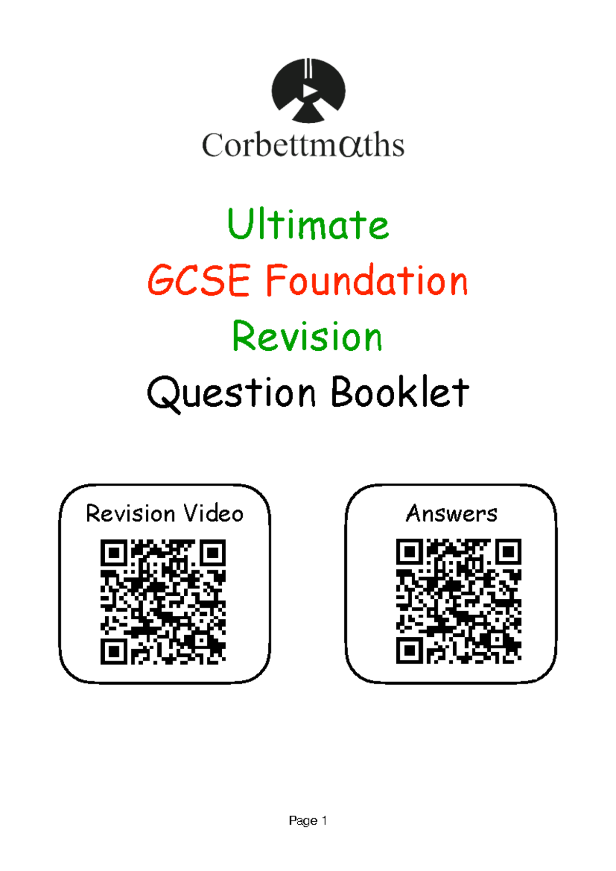 GCSE Foundation Revision Question Booklet: Ultimate Guide - Studocu