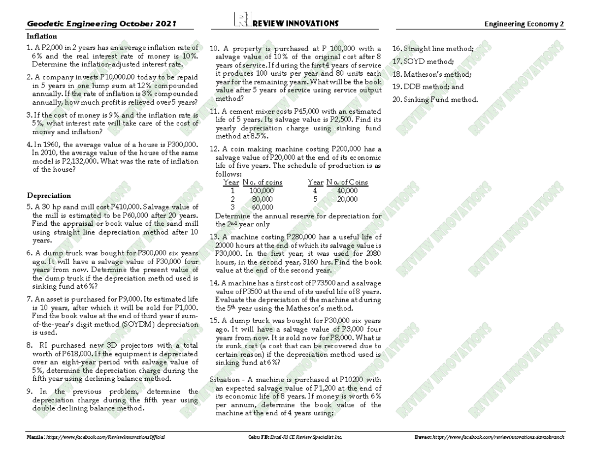 Engineering Economy 2 - Integral Calculus - USeP - Studocu
