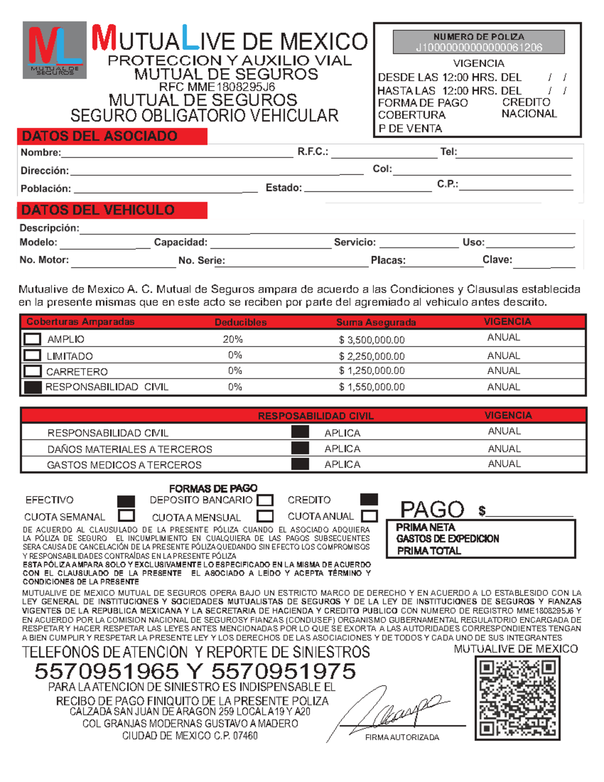 Poliza de Seguro Vehicular J10000000000000061206 - Mutualive 6M - Studocu