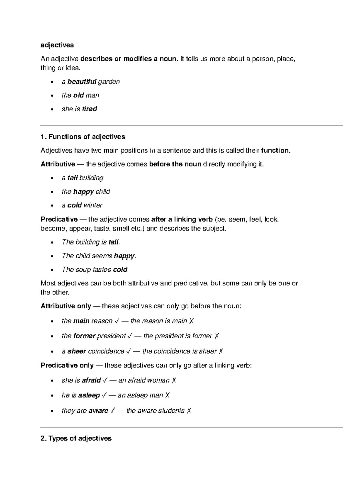 Adjectives and Adverbs: Functions, Types, and Usage Guide - Studocu