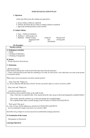 Semi Detailed Lesson Plan- TLE Cookery - Semi-Detailed Lesson Plan TLE ...