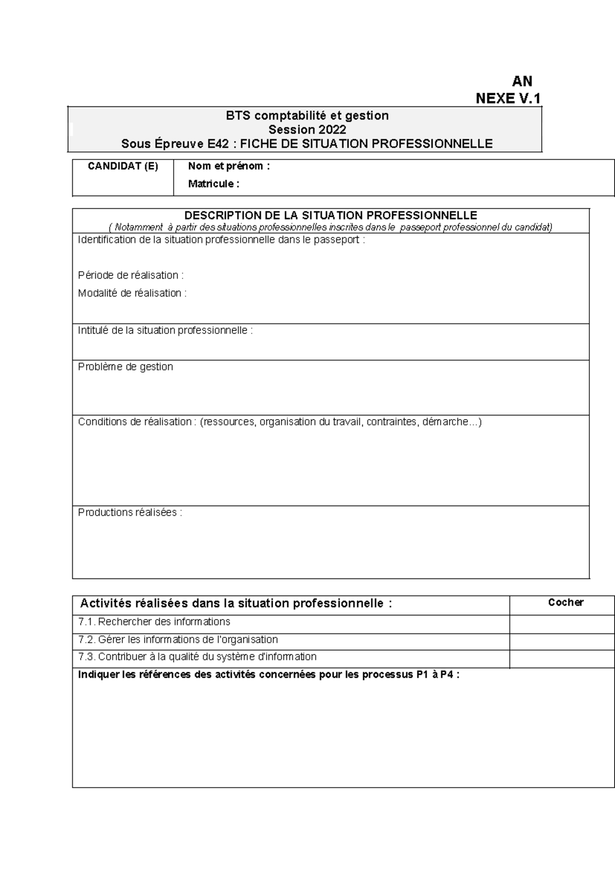 BTS CG E42 & E5 : Fiches de Situation Professionnelle 2022 - Studocu