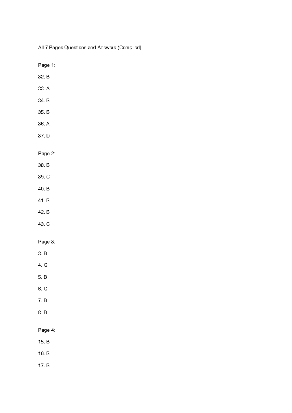 Compiled Q&A for 7 Pages - Study Guide - Studocu