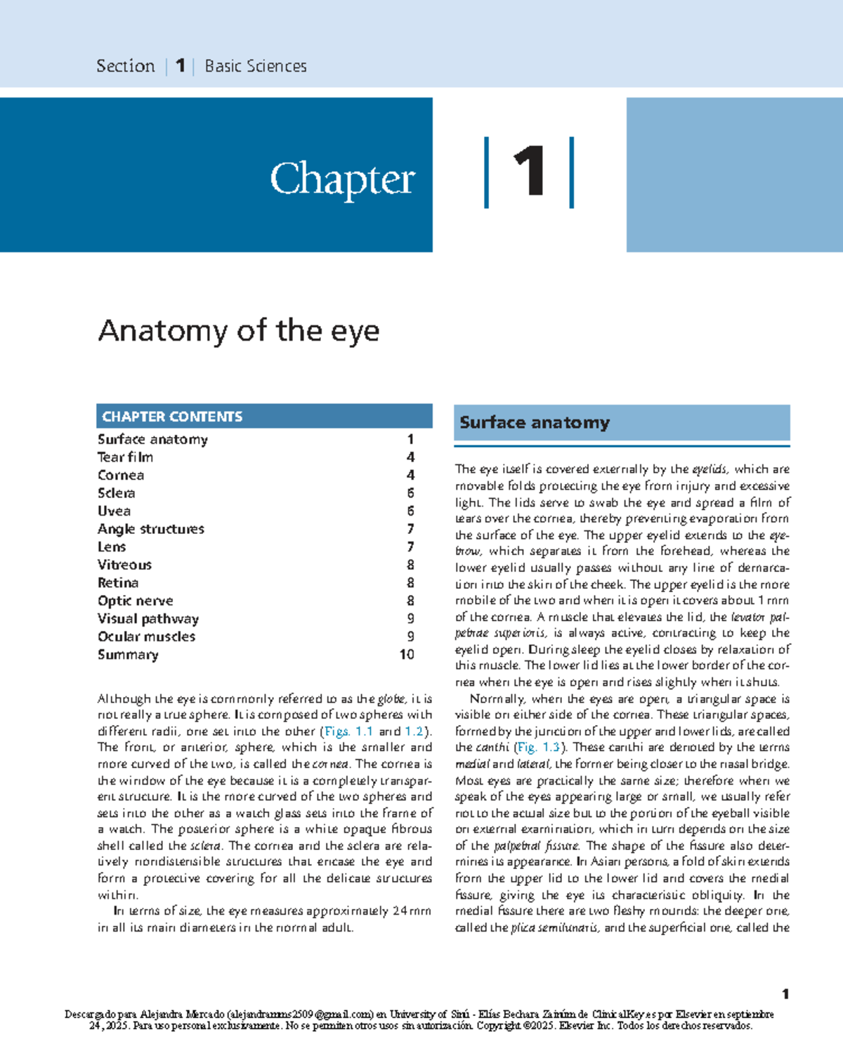 Anatomy of the Eye: Basic Sciences Section 1 Review Notes - Studocu