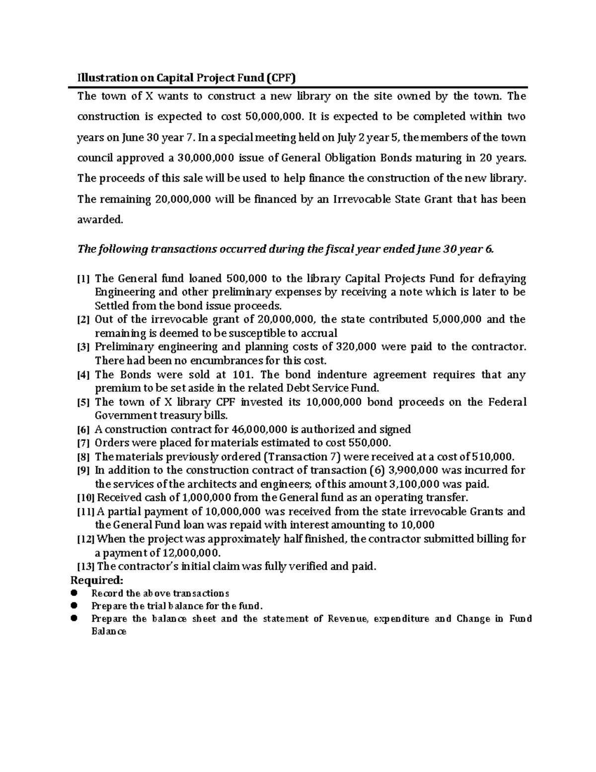 Chapter 6 Illustration on Capital Project Fund - Illustration on ...
