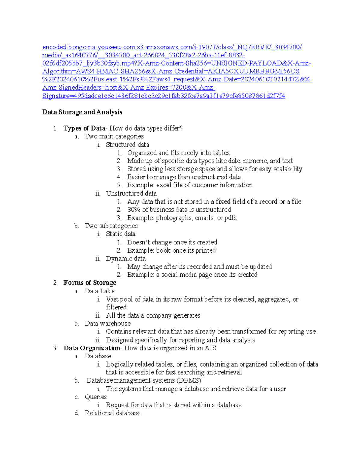 Acc 315 Module 5 Data Storage and Analysis Overview - Studocu