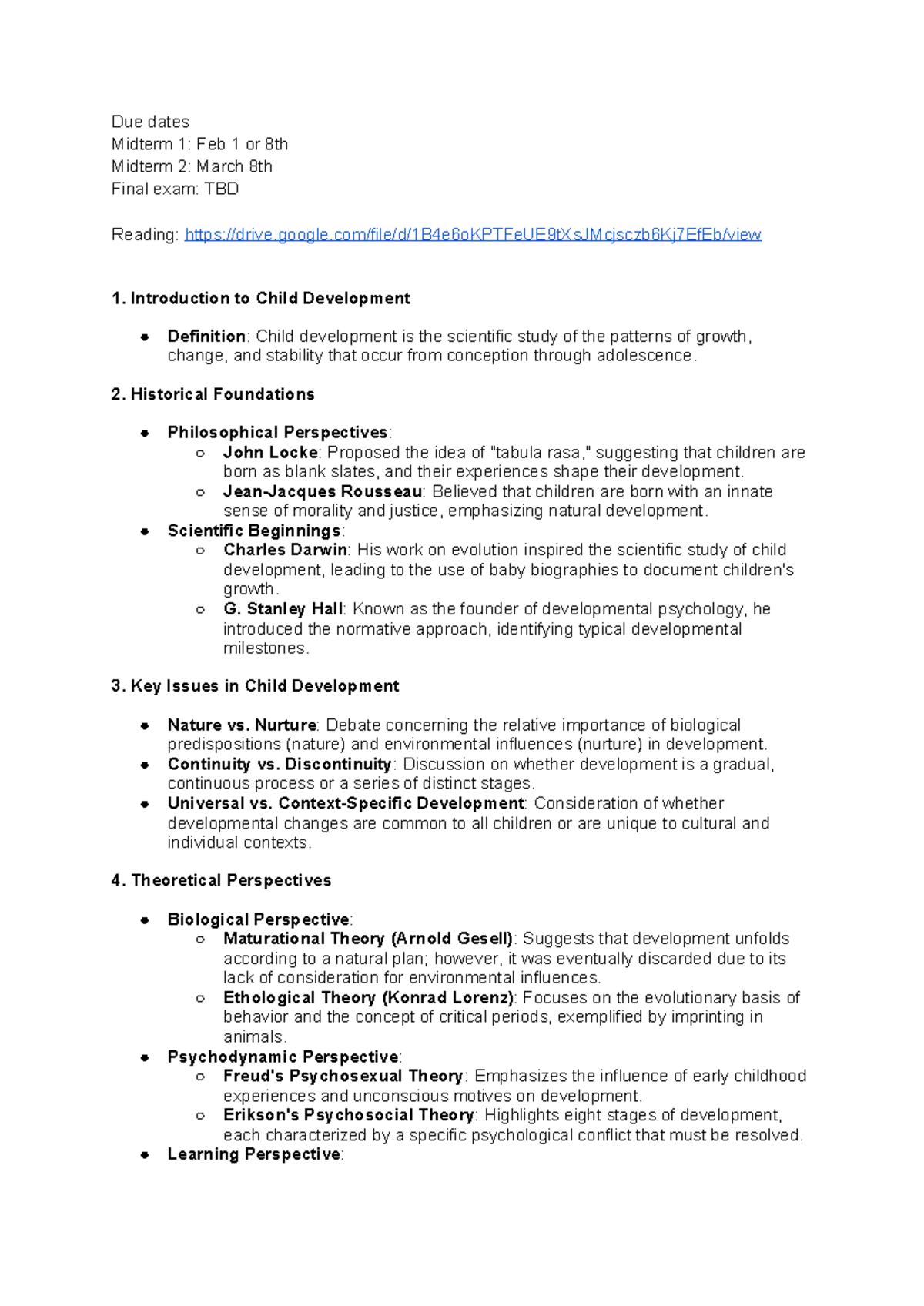 Midterm 1: Child Development Overview and Key Theories (2025) - Studocu